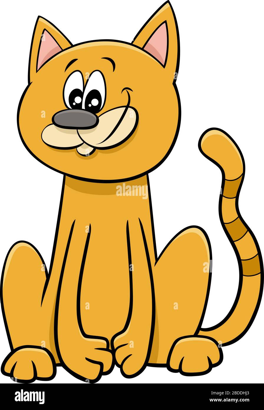 Cartoon Illustration of Funny Yellow Cat or Kitten Comic Animal ...