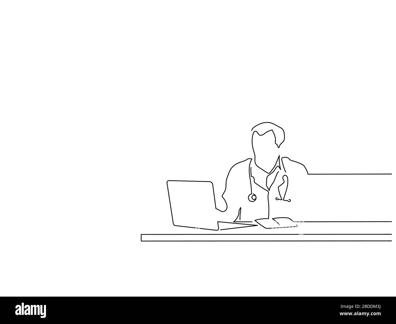 Doctors isolated line drawing, vector illustration design. Medicine ...