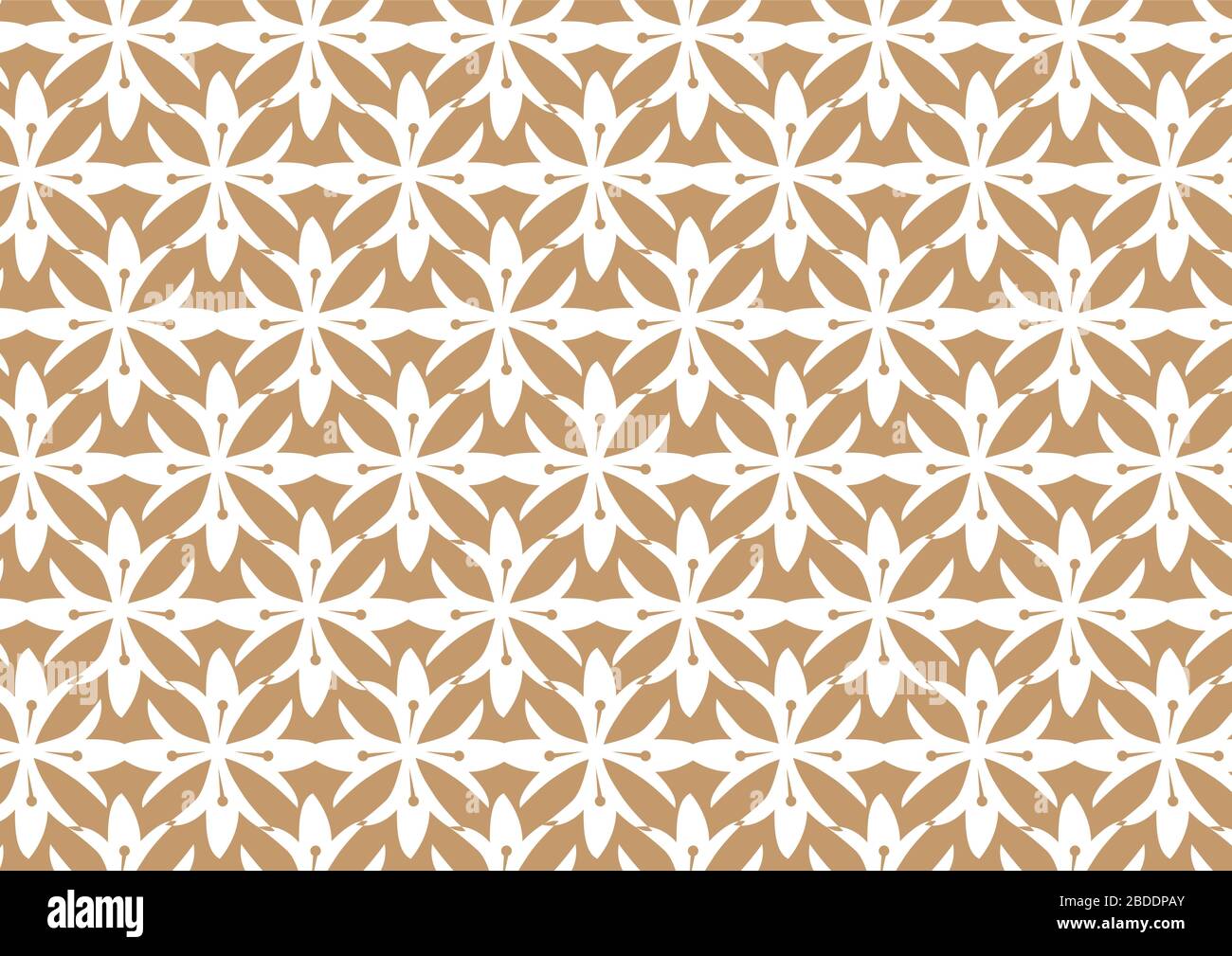 Vector illustration of white flora repeated pattern on brown background ...