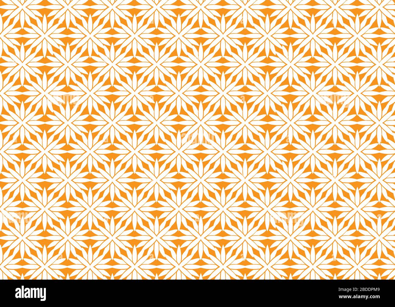 Vector illustration of white flora repeated pattern on orange ...
