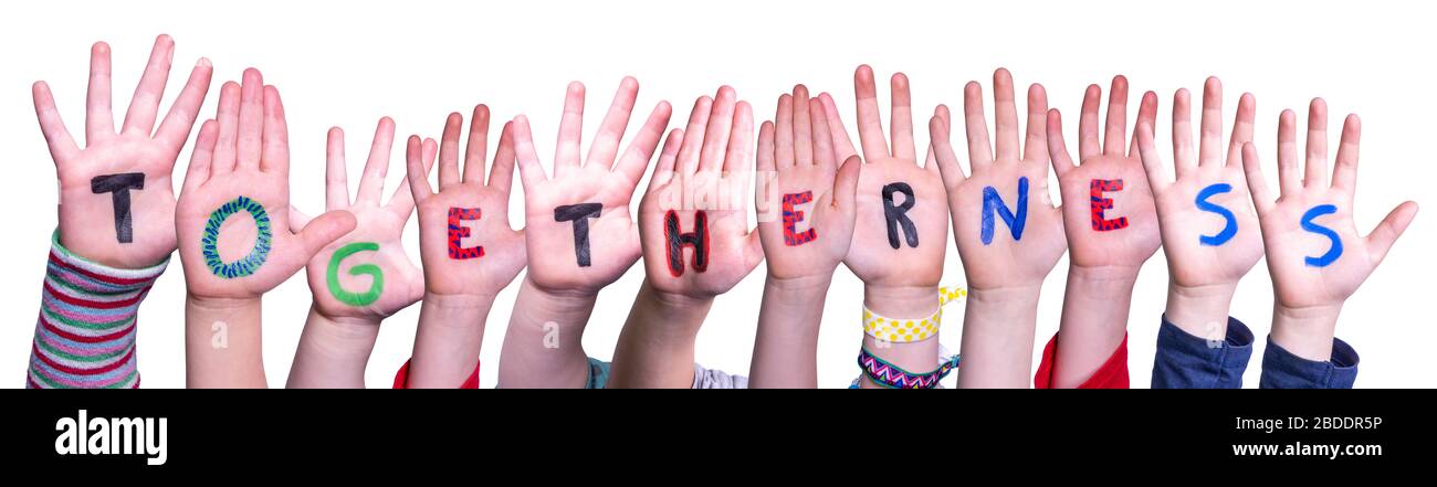 Children Hands Building Word Togetherness, Isolated Background Stock ...