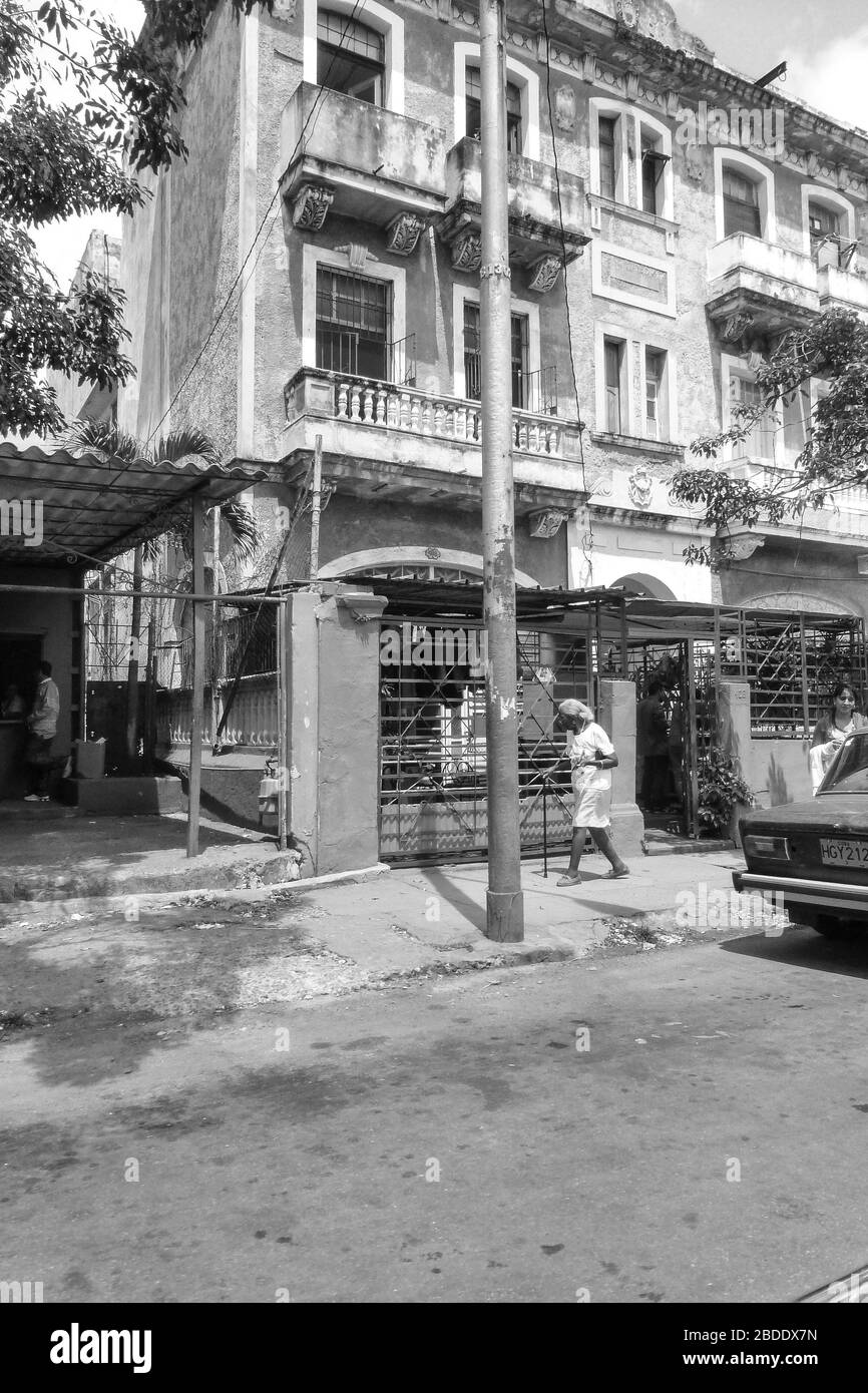 Cuba slum house decaying property old style balcony balconies fence ...
