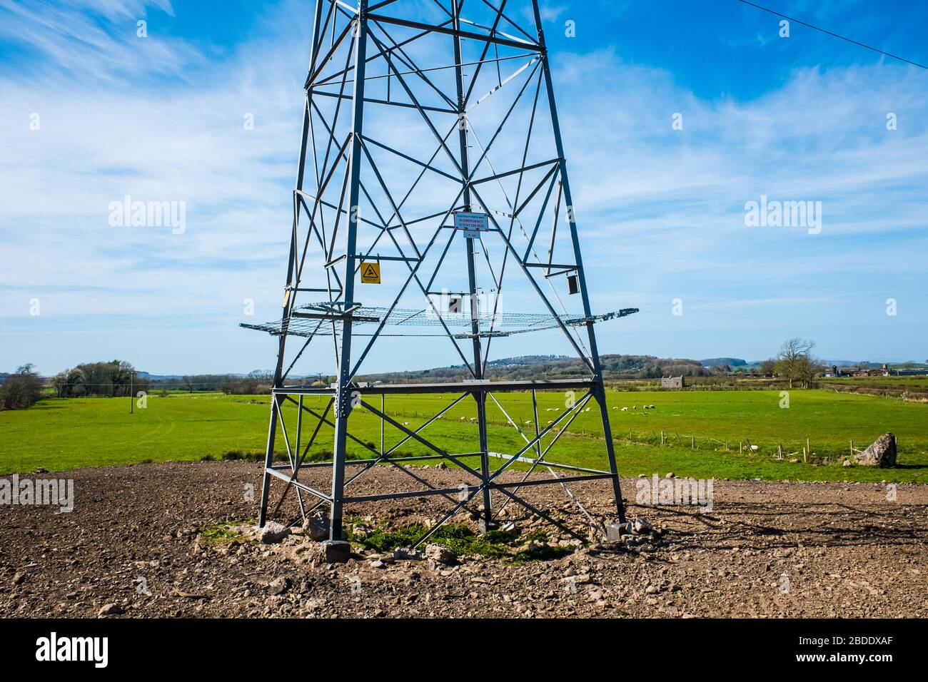 power transmission line support in countryside Stock Photo - Alamy