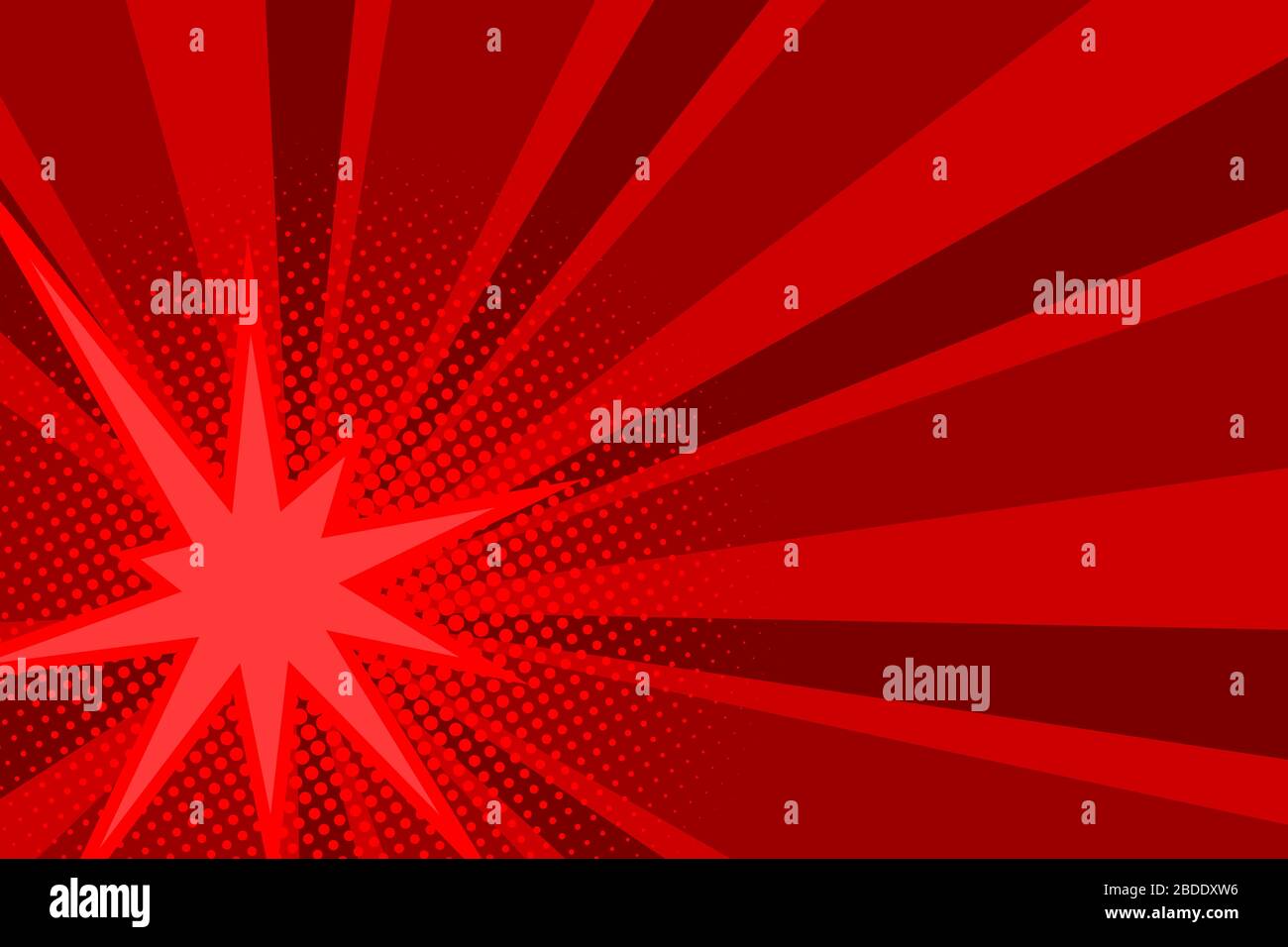 Comic red sunbeam background Retro pop art style cartoon Stock Vector ...