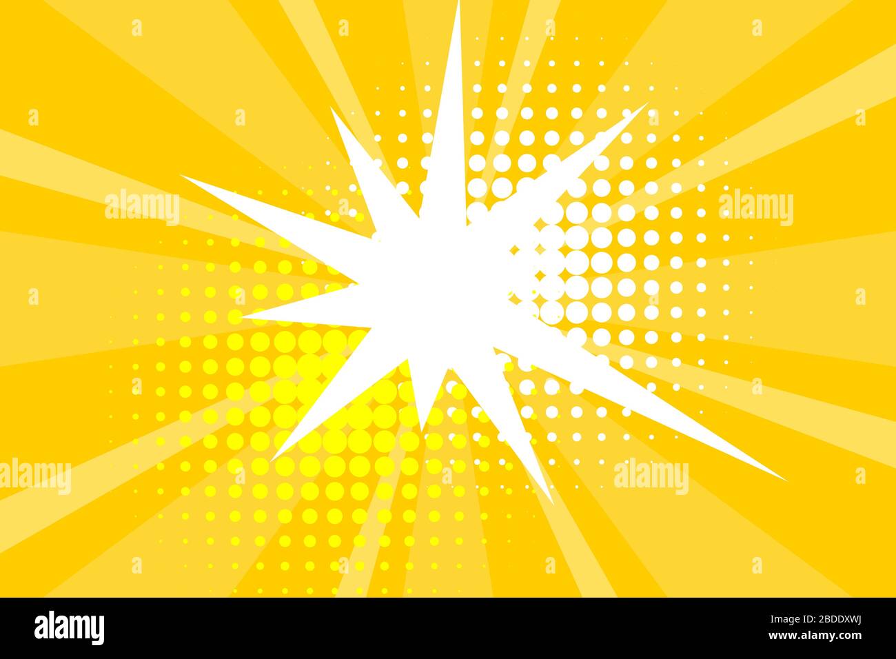 Comic yellow sunbeam background retro pop art style cartoon Stock ...