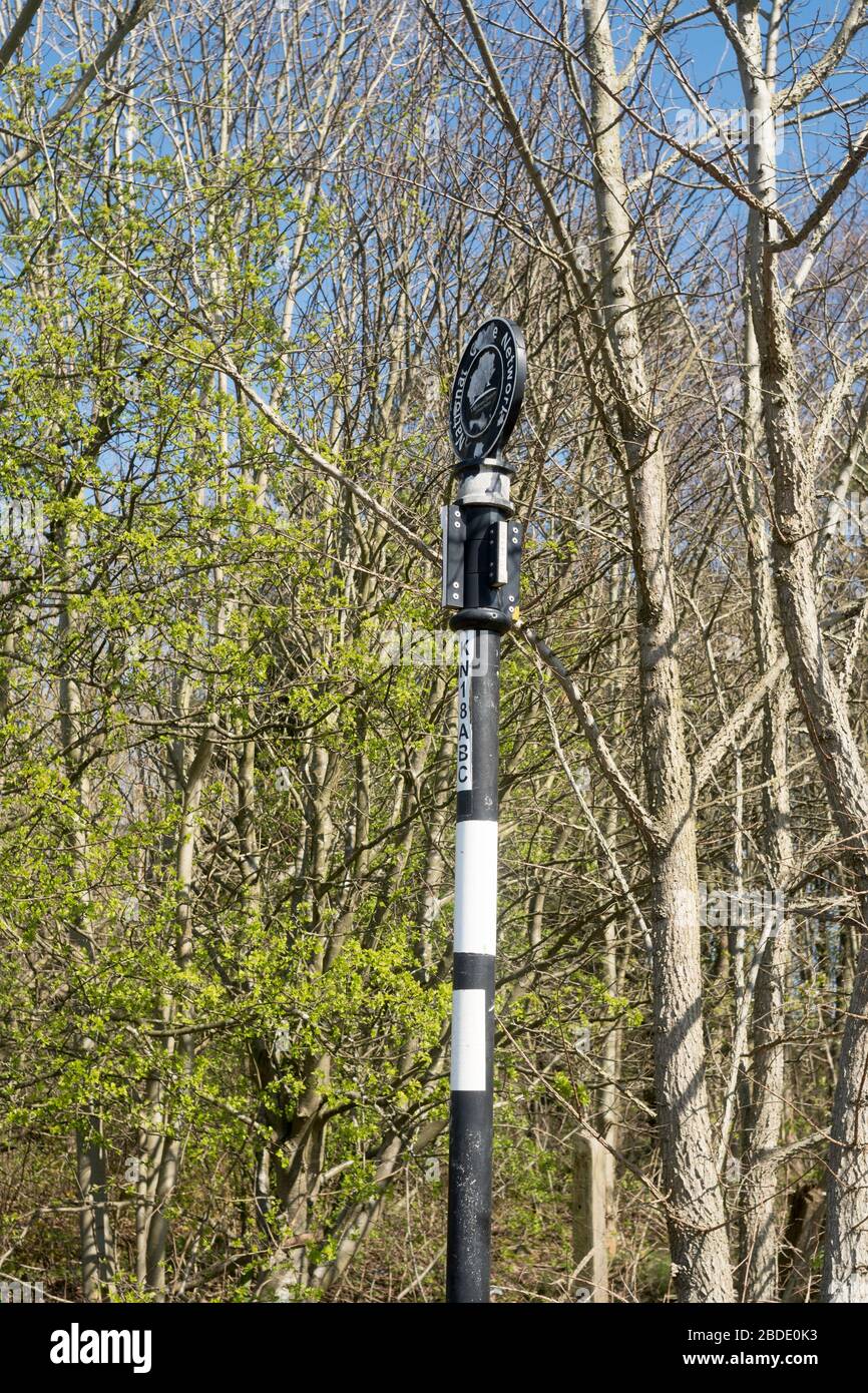 Vandalised direction signpost on the coast to coast C2C cycle route in ...