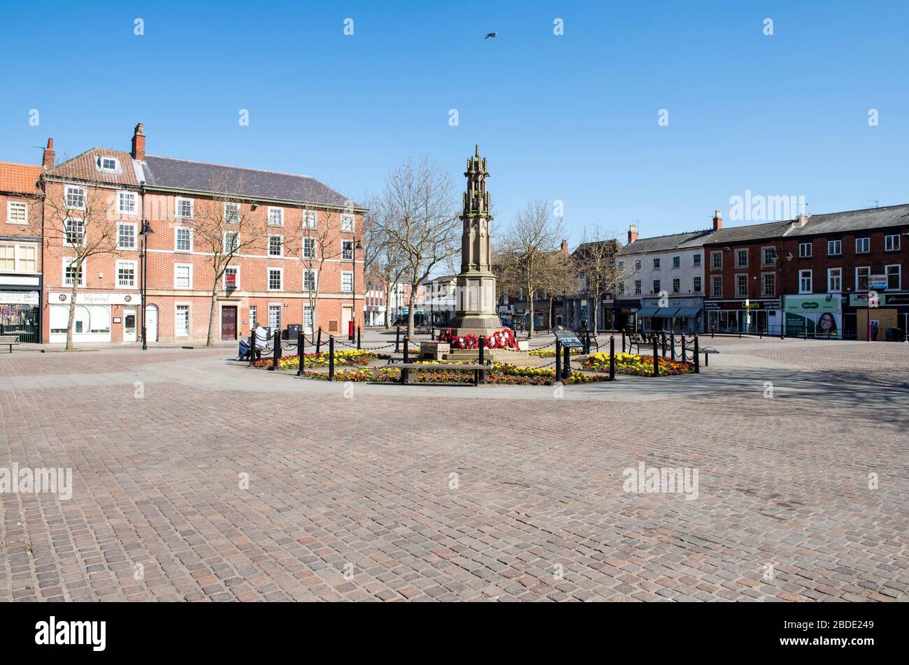 Market Square in Retford Town Centre, captured during the Covid-19 ...