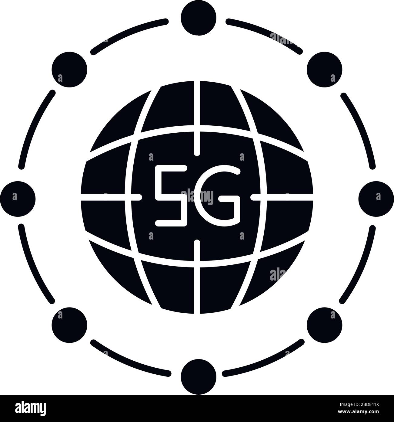 5G global standard black glyph icon. World coverage. Wireless ...