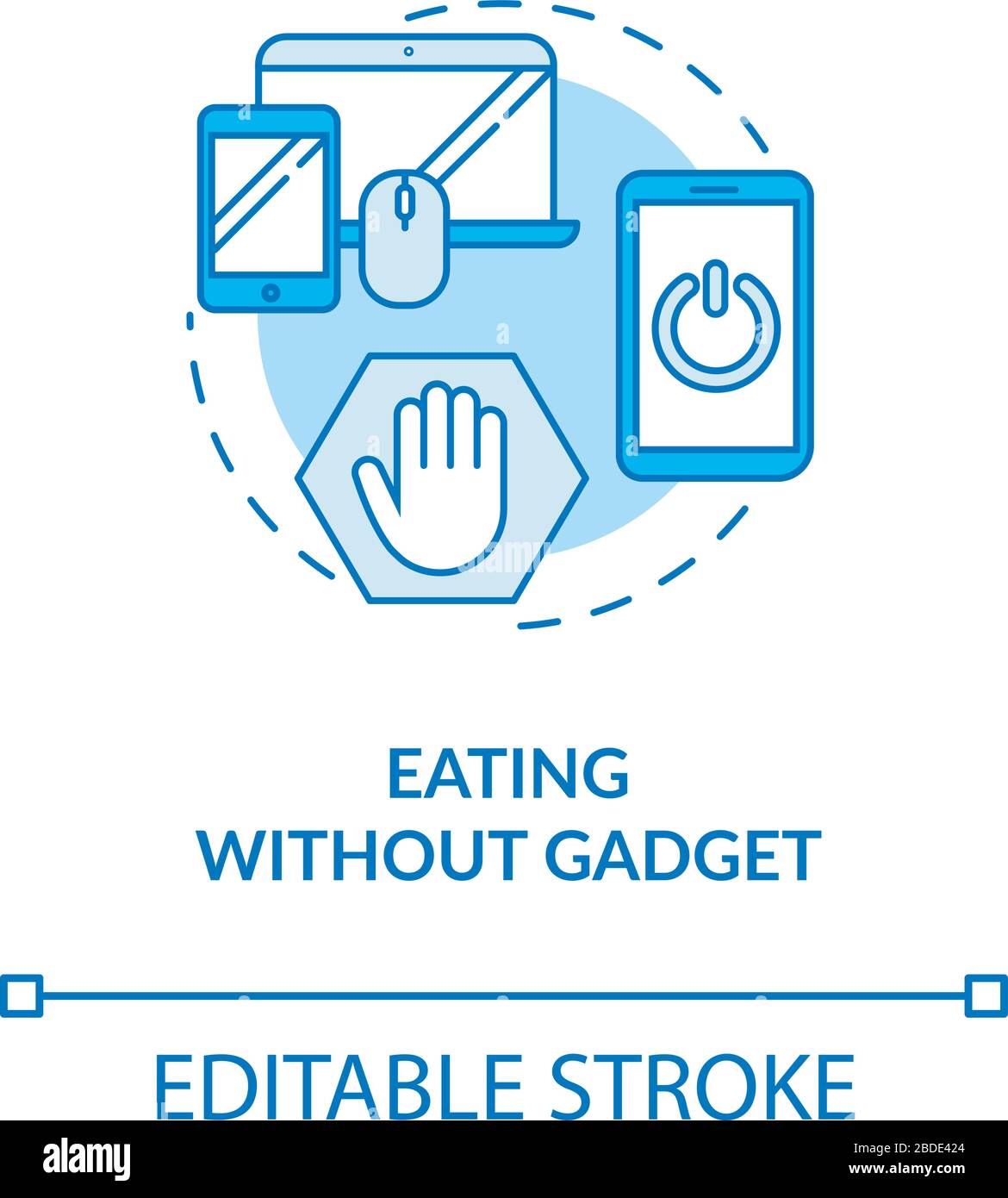 Eating without gadget concept icon. Conscious nutrition idea thin line ...