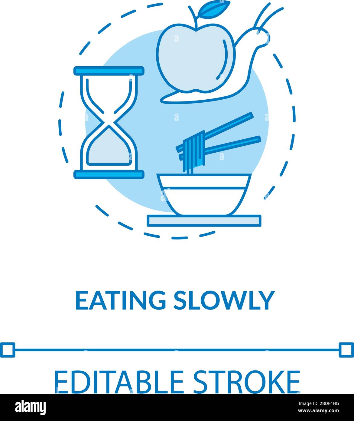 Eating slowly concept icon. Mindful nutrition idea thin line ...