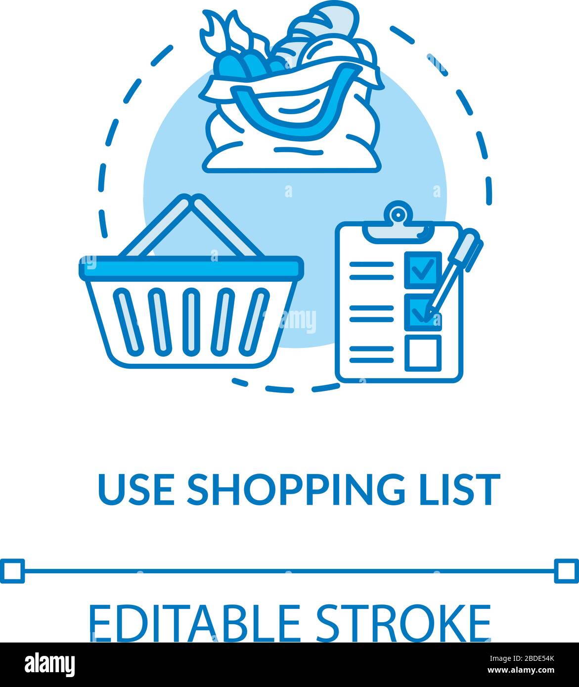 Use shopping list concept icon. Mindful eating, consumerism idea thin ...