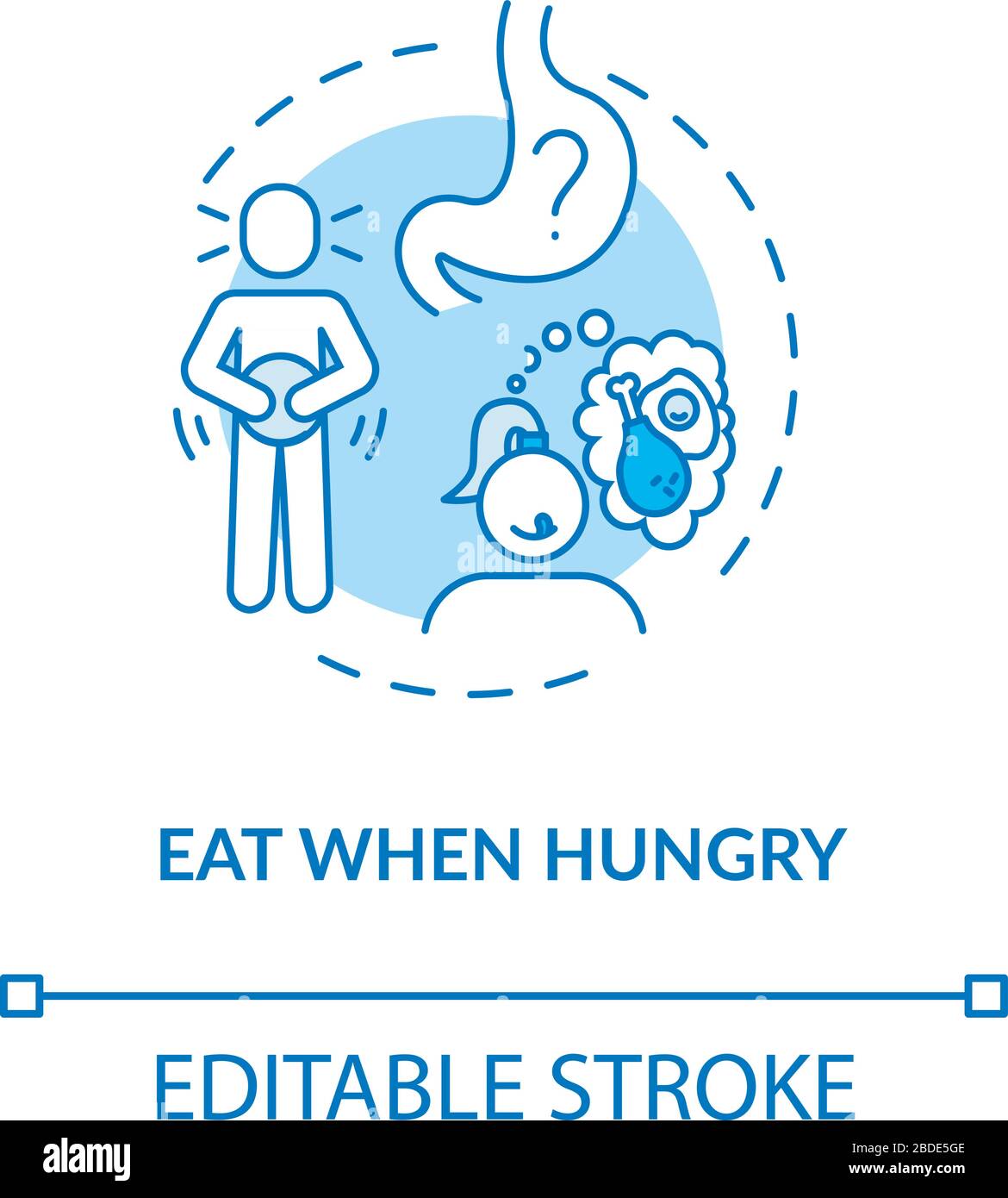 Eat when hungry concept icon. Conscious nutrition, mindful eating idea ...