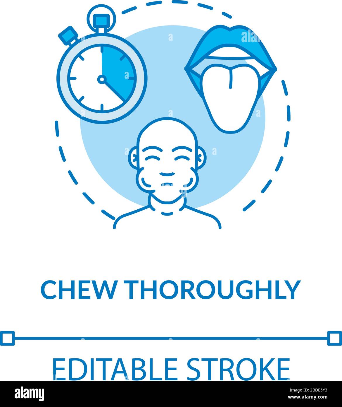 Chew thoroughly concept icon. Conscious nutrition, mindful eating idea ...