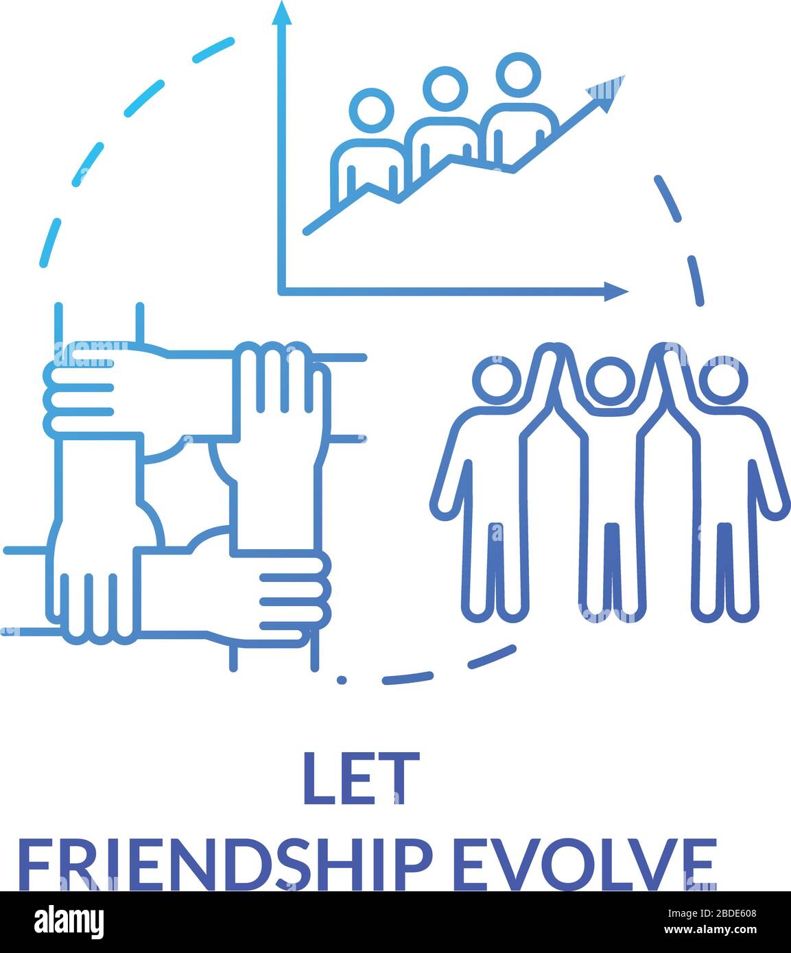 Let friendship evolve concept icon. Social interactions, communication ...
