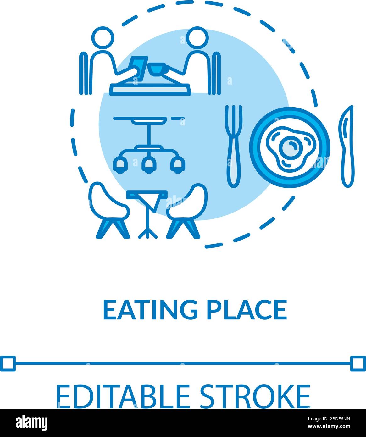 Eating place concept icon. Conscious nutrition idea thin line ...