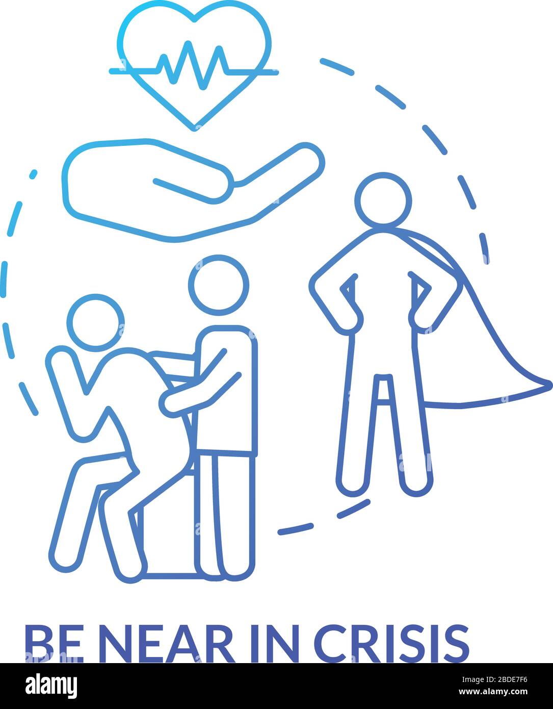 Be near in crisis concept icon. Friend difficult times and troubles ...