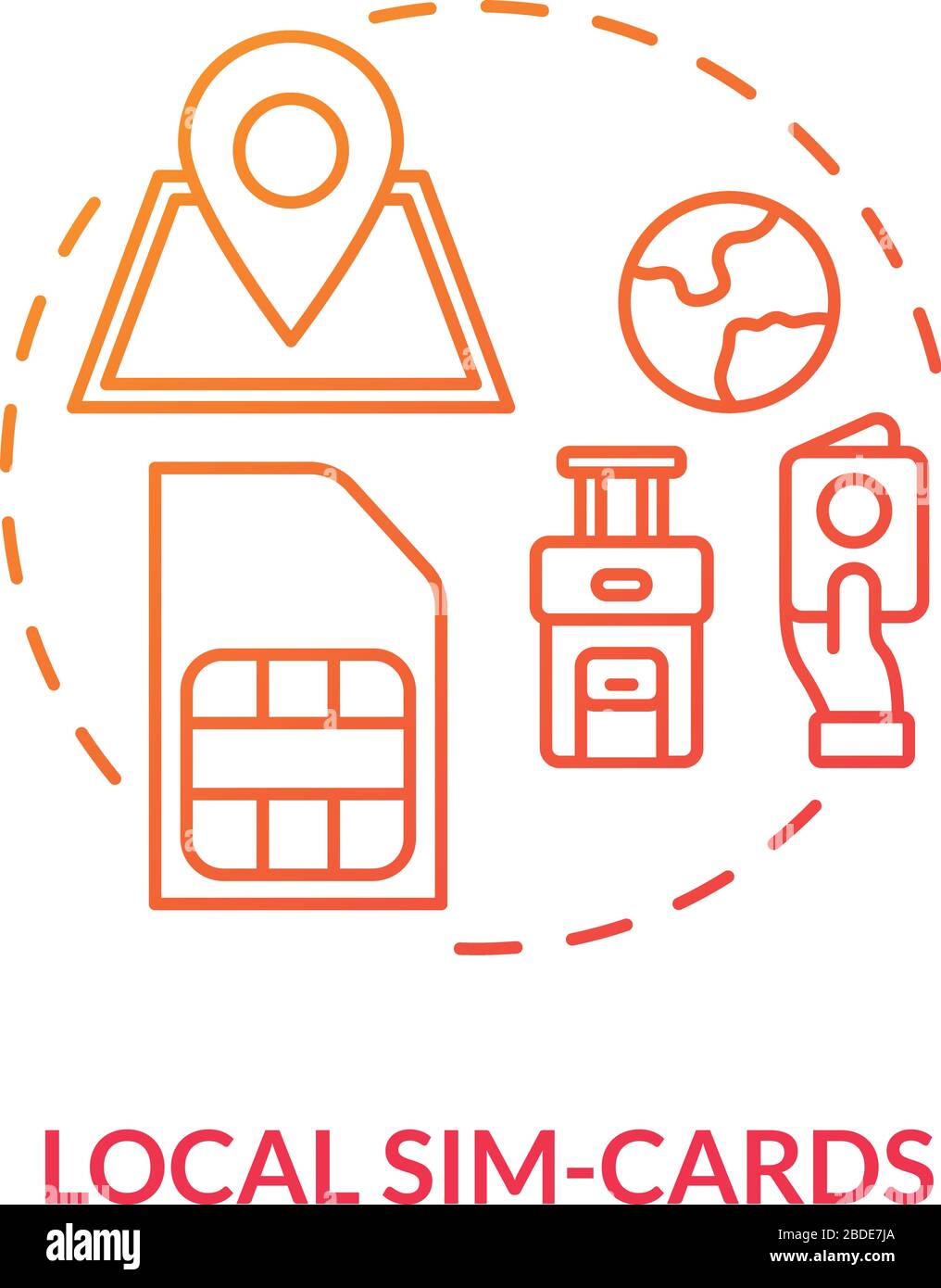 Local sim-card red concept icon. Mobile operator. International ...