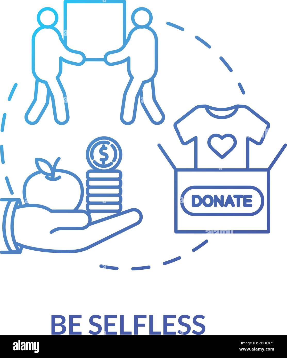 Be selfless concept icon. Clothes donation, social help and people ...