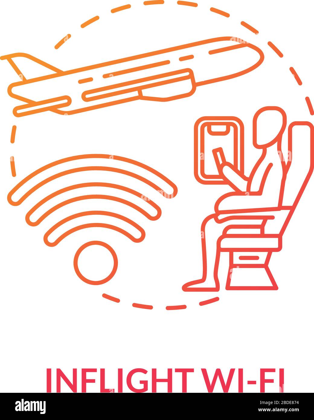 Inflight wifi red concept icon. Roamer during flight. Airplane service ...