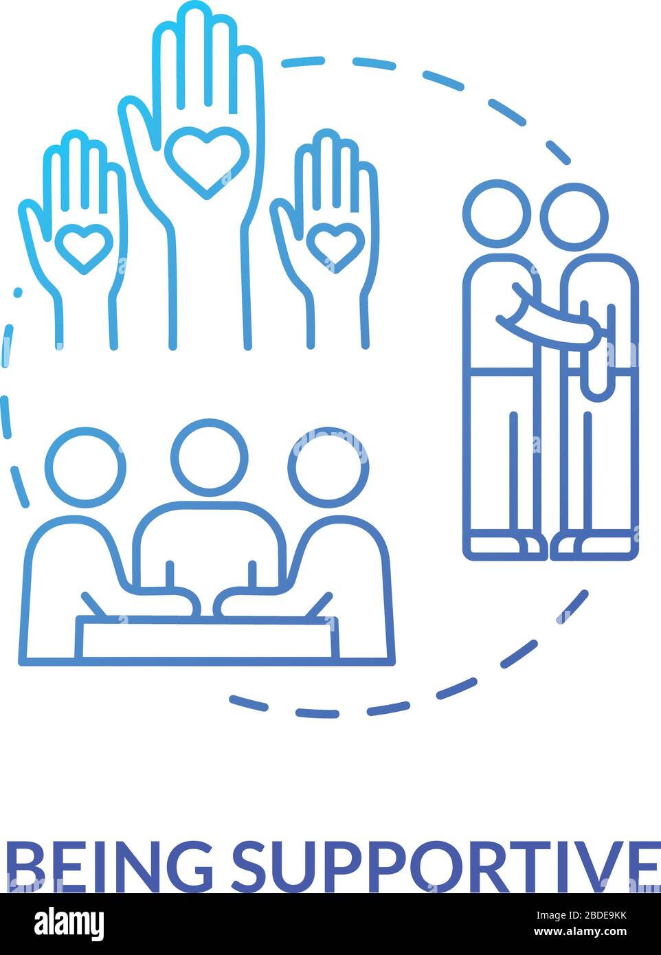 Being supportive concept icon. Helping and caring about friends ...