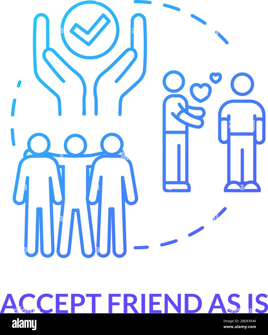 Accept friend as is concept icon. Understand and respect friends ...