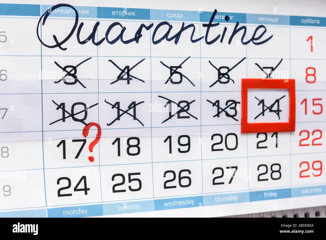 The question mark is drawn on Monday on the calendar, the previous week ...