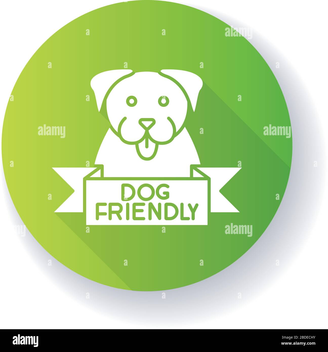 Dog friendly area green flat design long shadow glyph icon. Puppy ...