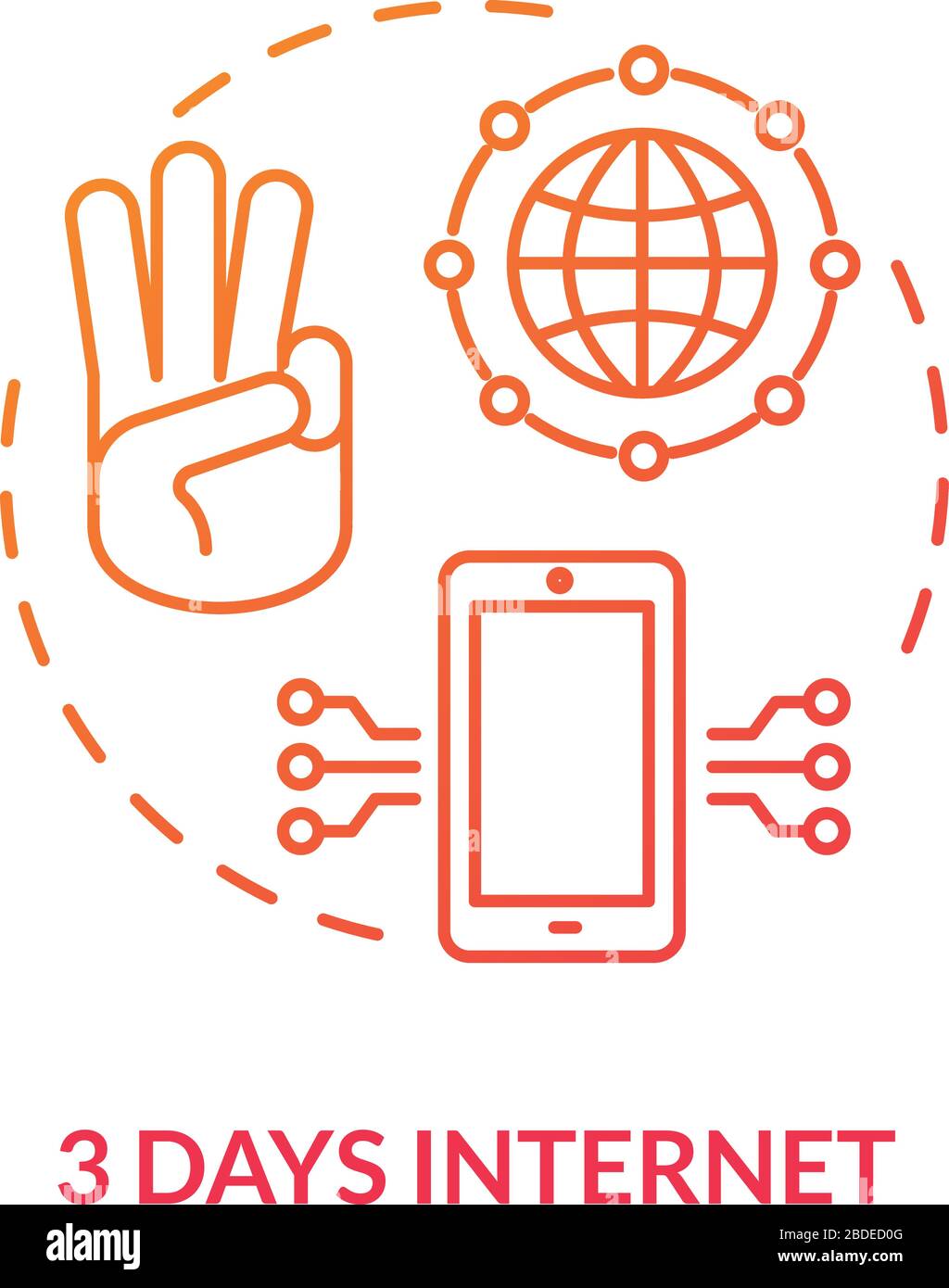 3 days internet red concept icon. Data transfer. Tariff plan. Wifi ...