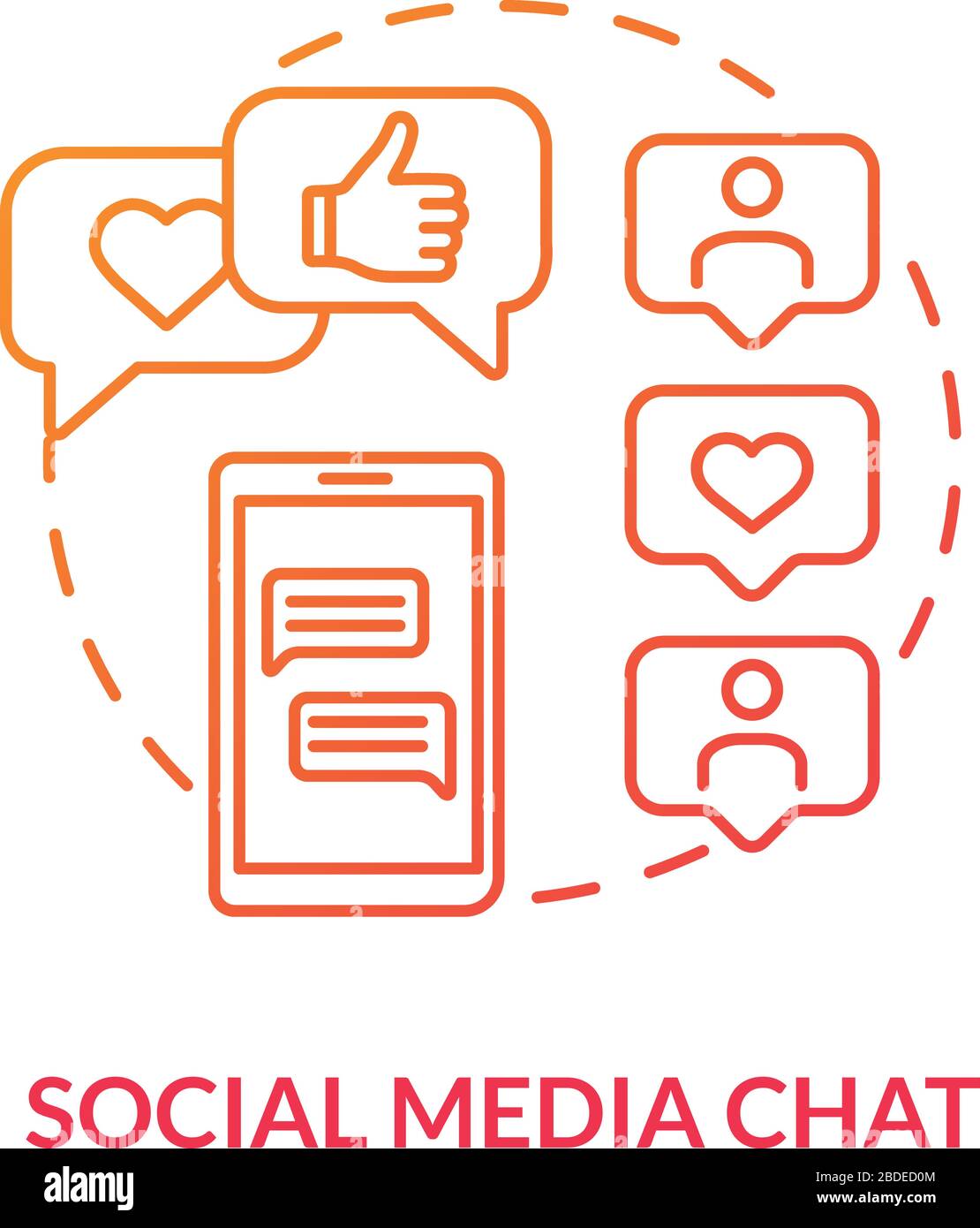 Social media chat red concept icon. Online communication. Talk through ...