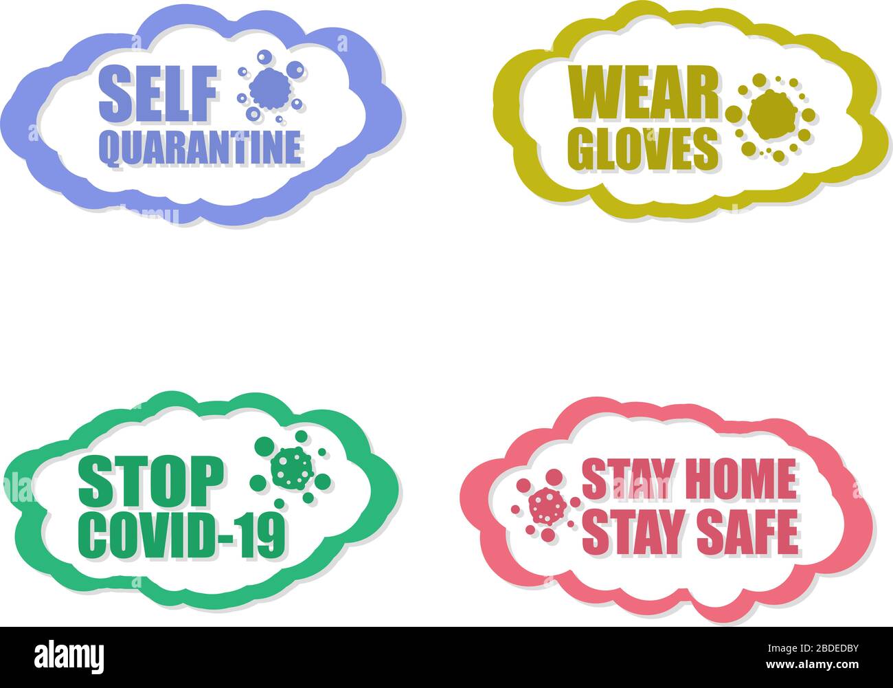 Self Quarantine Wear Gloves Stop Covid-19 Stay Home Stay Safe words ...