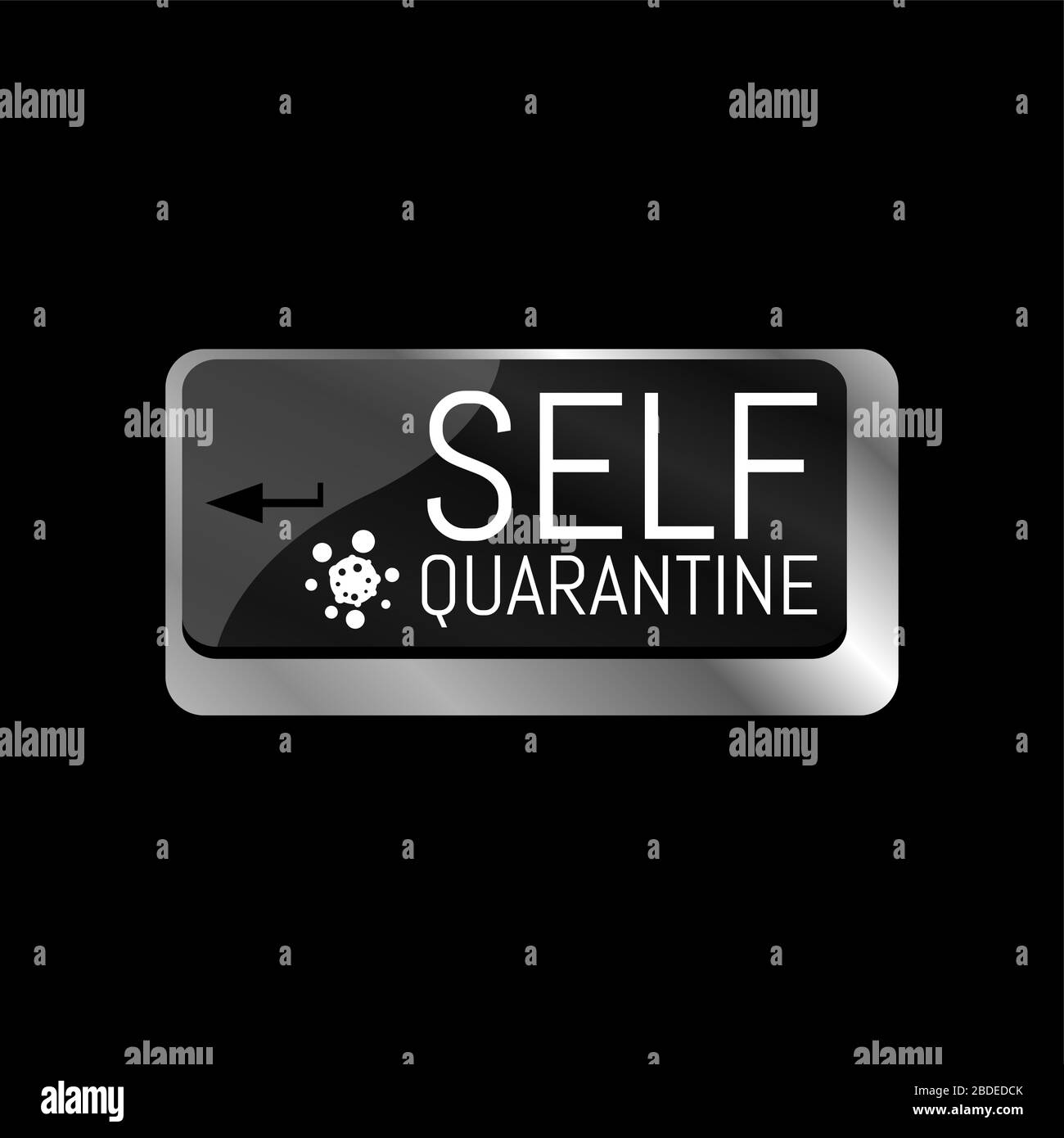 Computer keyboard with a key and the message Self Quarantine ...
