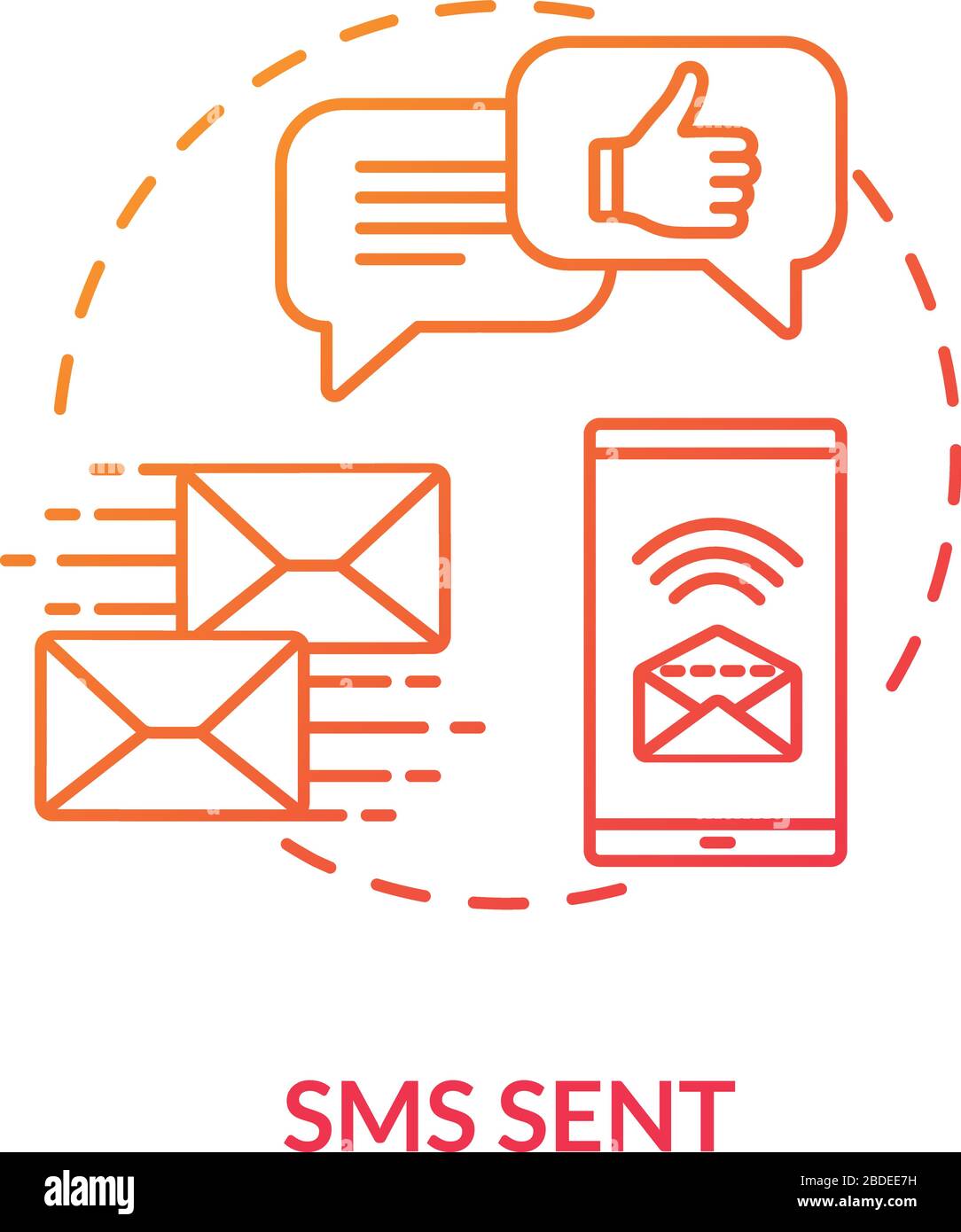 Sms sent red concept icon. Upload newsletter. Letter in mailbox. Chat ...