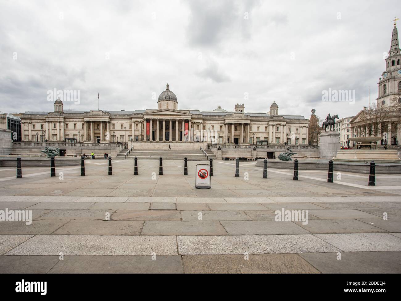 Empty streets during Lockdown around Trafalgar Square Central London ...