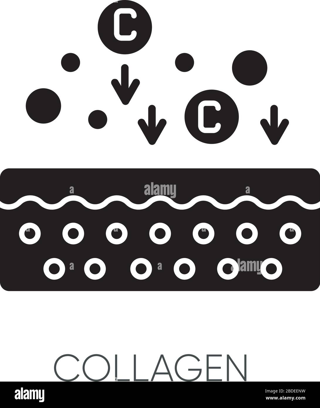 Collagen black glyph icon. Chemical components. Dermatology and ...
