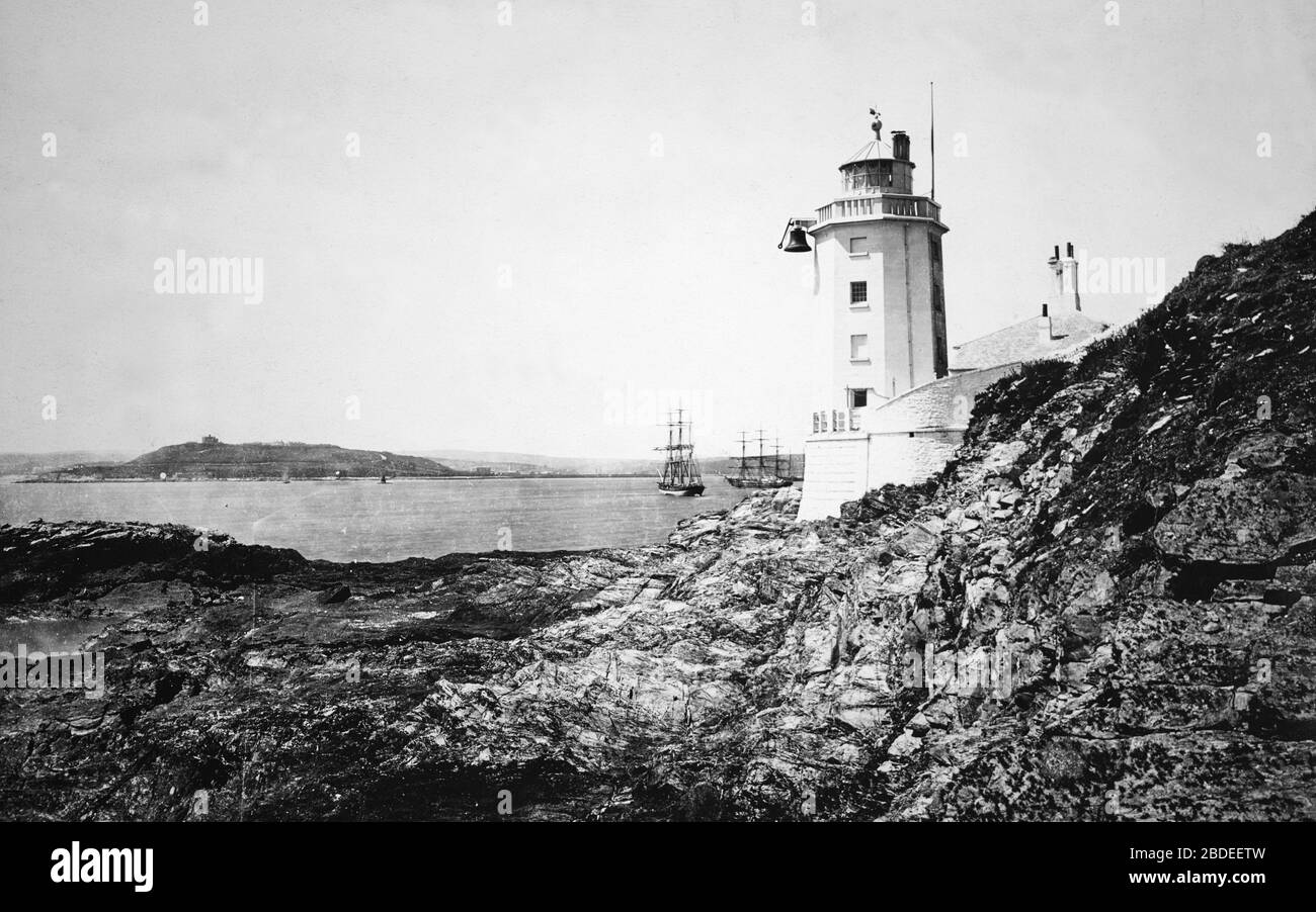 Falmouth, St Anthony's Lighthouse 1890 Stock Photo - Alamy