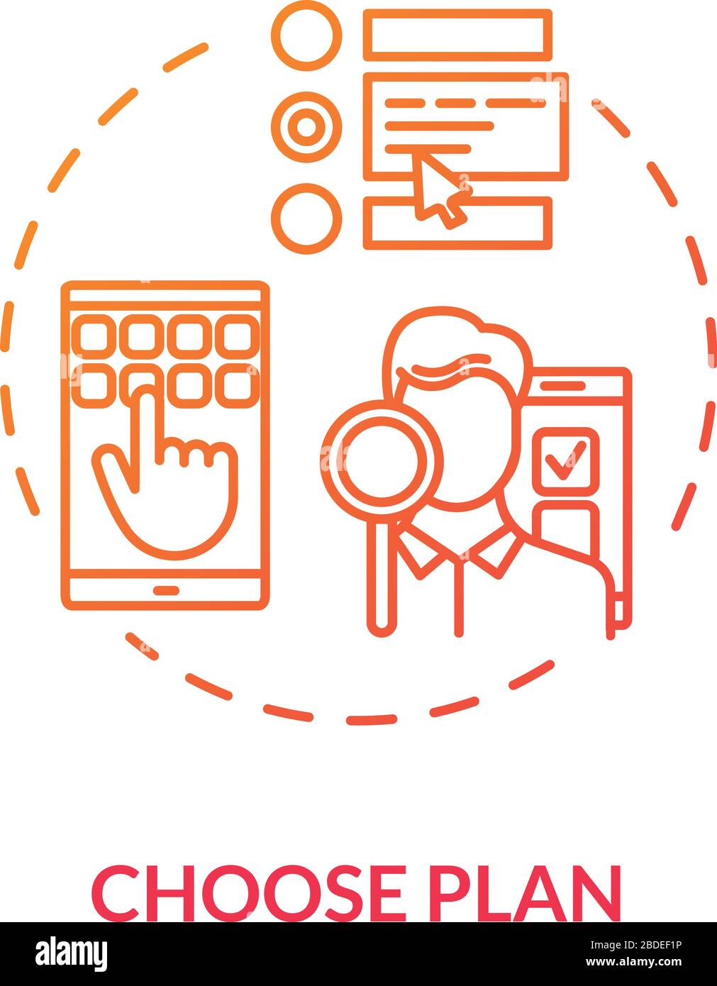 Choose plan red concept icon. Select subscription option. Internet ...