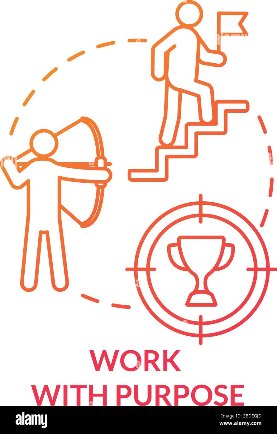 Work with purpose red concept icon. Leadership and motivation ...