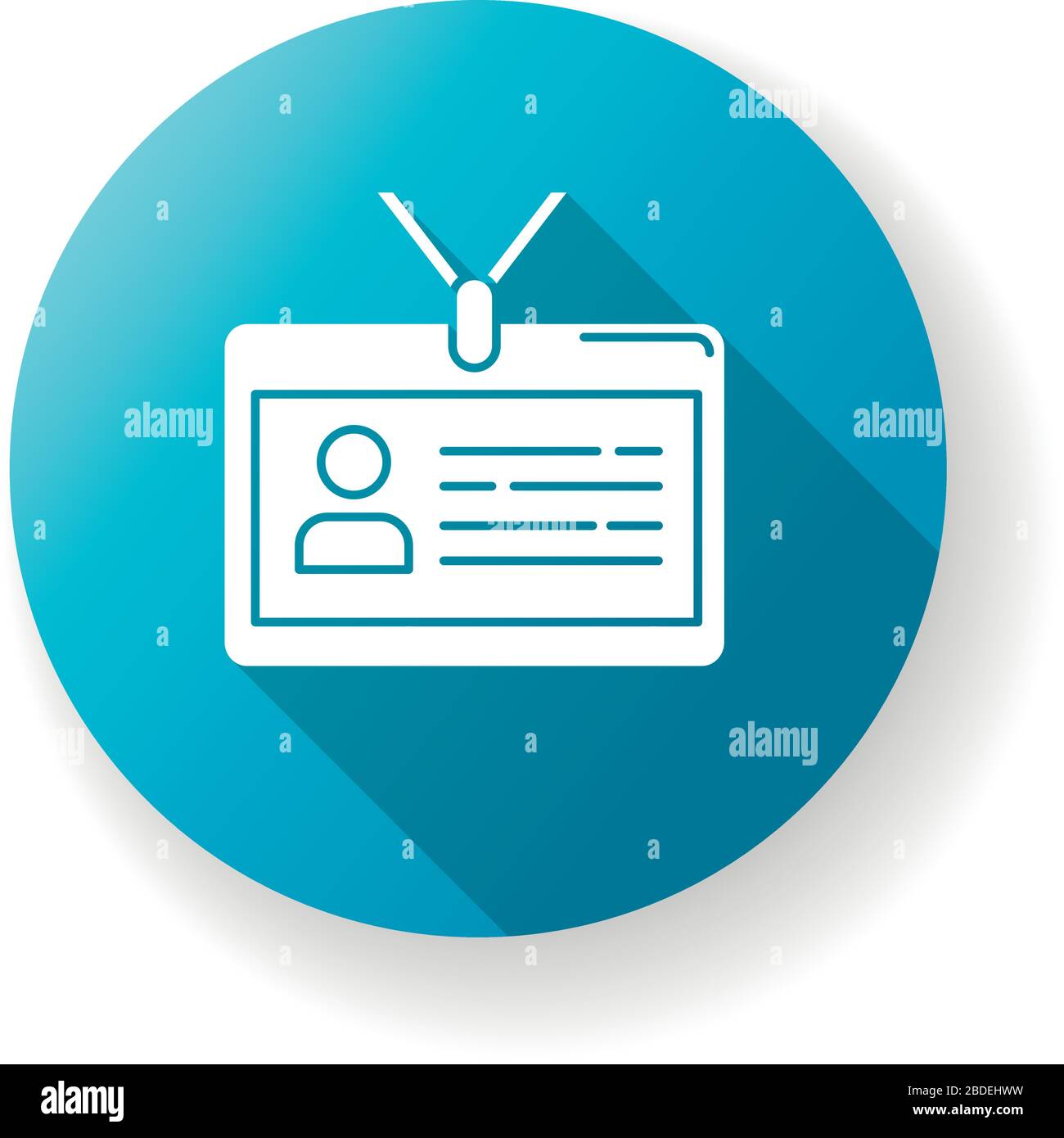 Identity pass card blue flat design long shadow glyph icon. Badge with ...