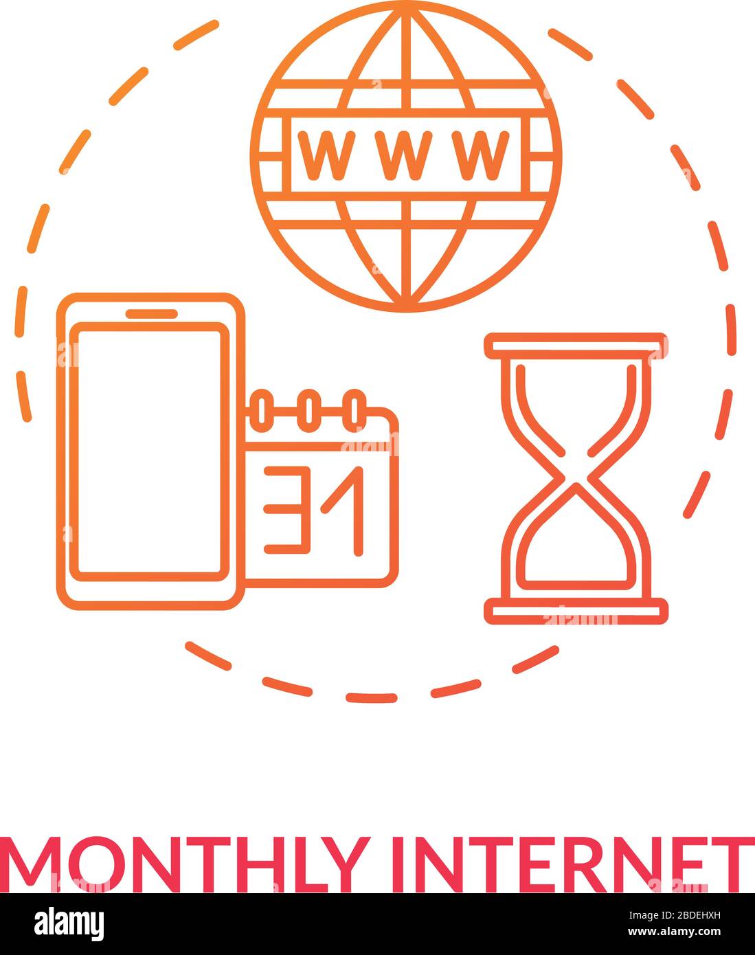 Monthly internet red concept icon. Paid phone service. Internet tariff ...