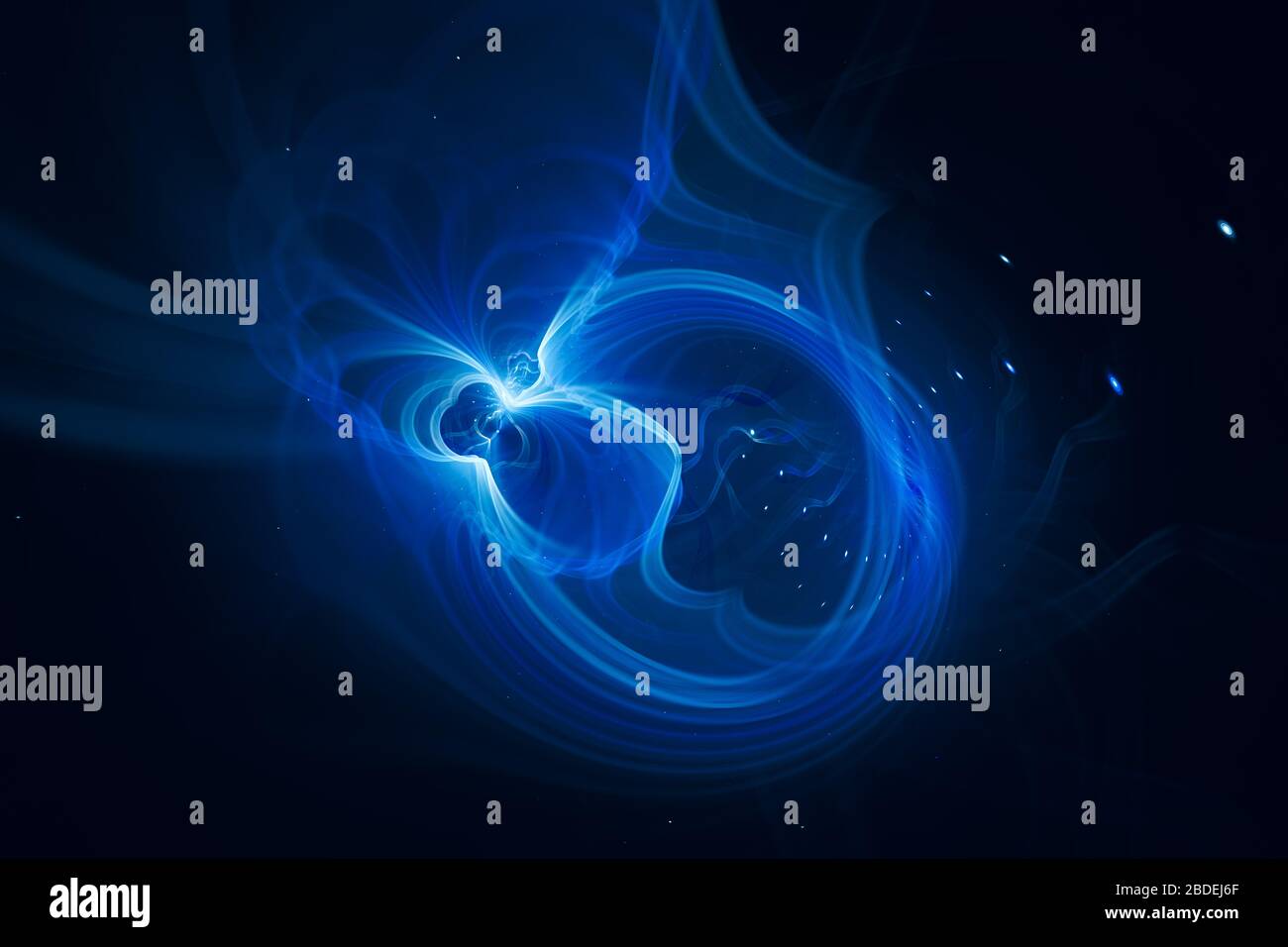 Blue glowing plasma force field in space, computer generated abstract background, 3D rendering ...
