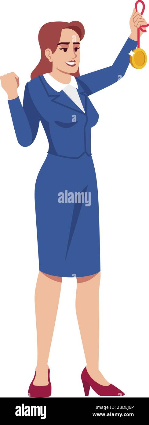 Successful female top manager semi flat RGB color vector illustration ...