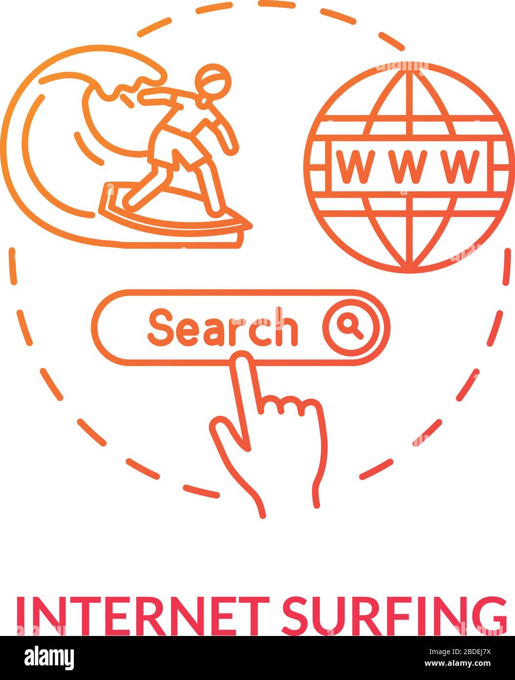 Internet Surfing Red Concept Icon Check Url Browsing Website Search Engine Global Network