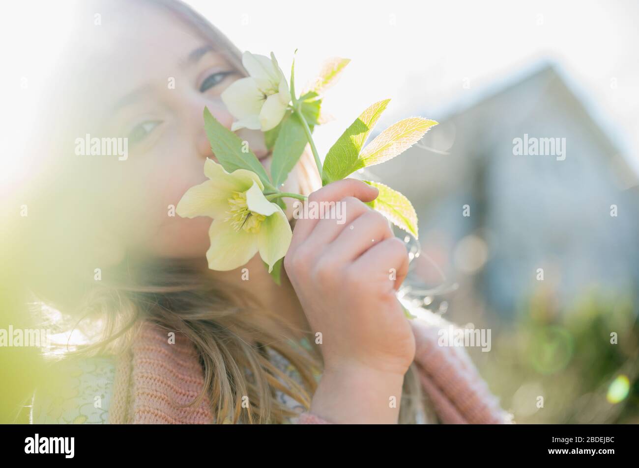 Girl collecting flowers hi-res stock photography and images - Alamy