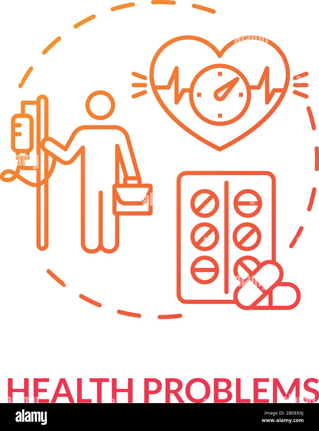 Health problems red concept icon. Medical treatment. Prescripted ...