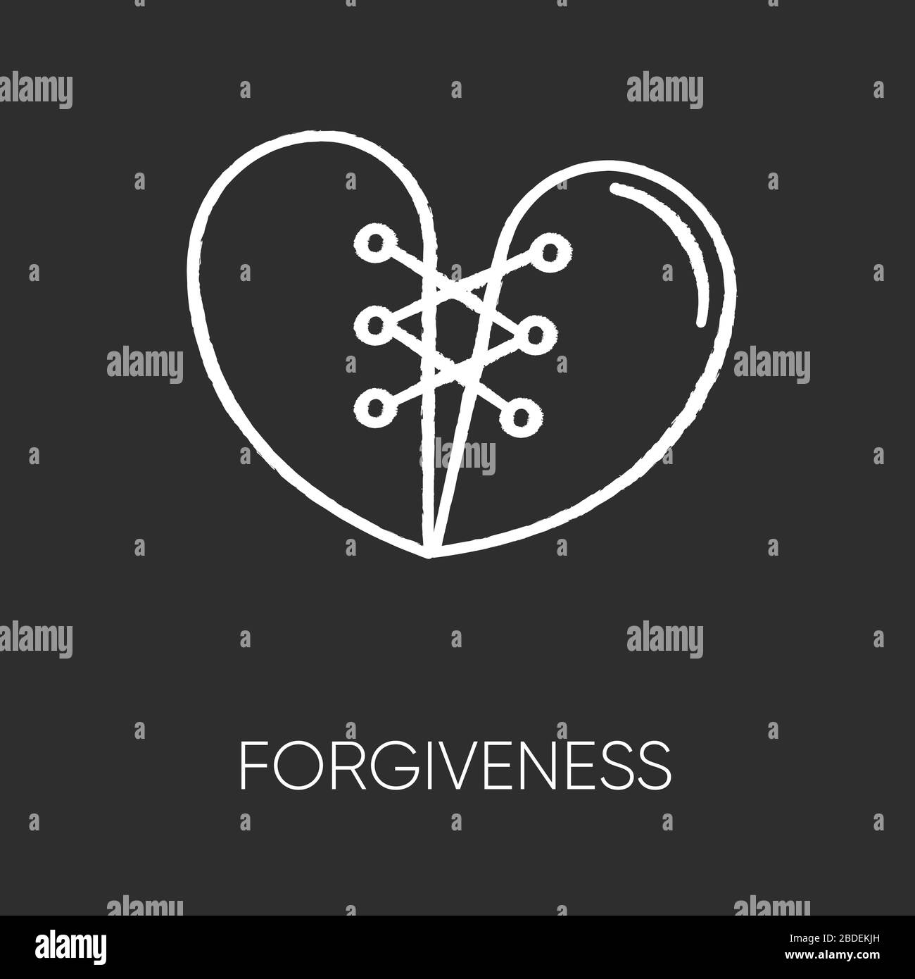 Forgiveness chalk white icon on black background. Strong interpersonal ...