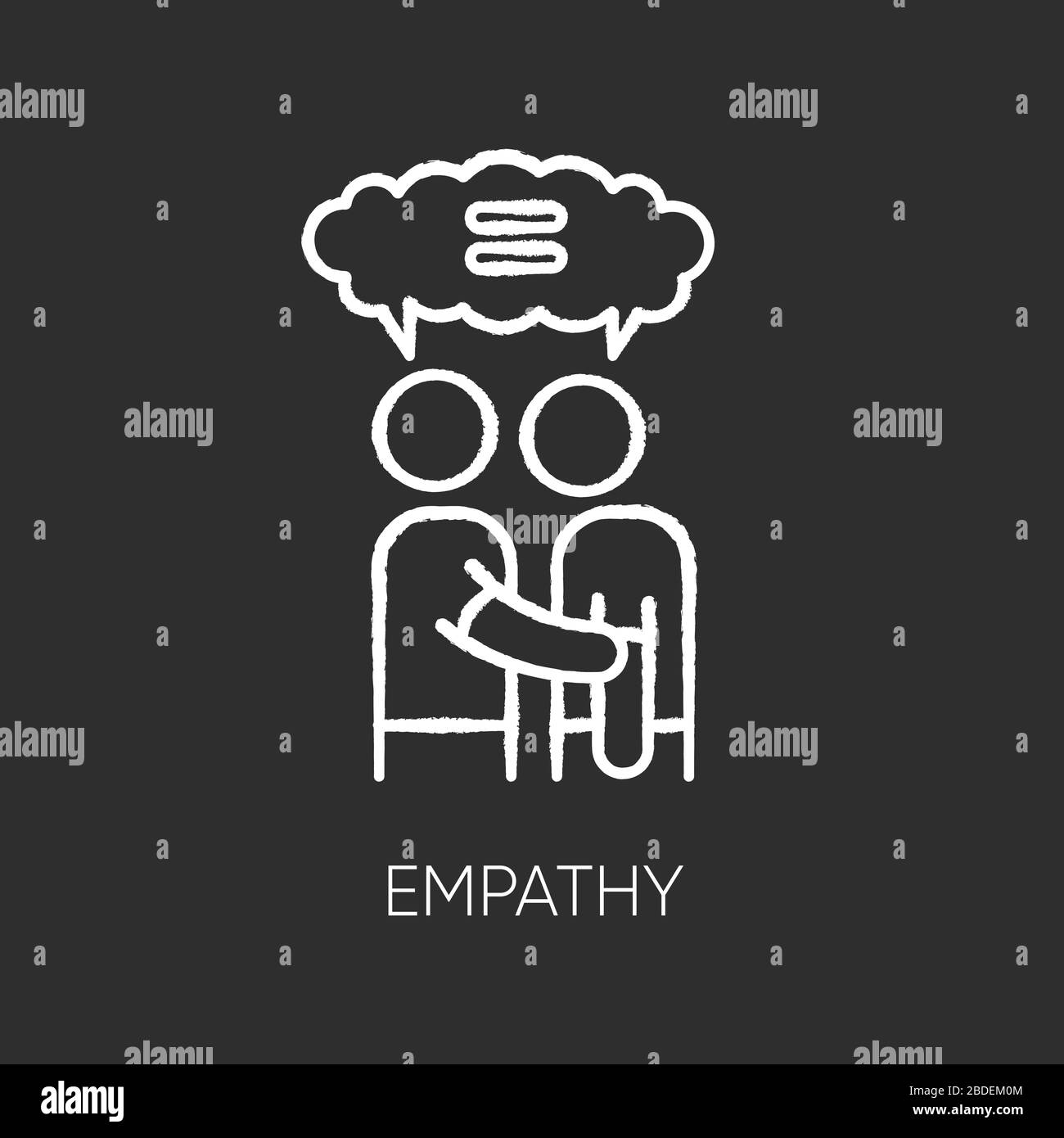 Empathy Chalk White Icon On Black Background Strong Emotional Bond