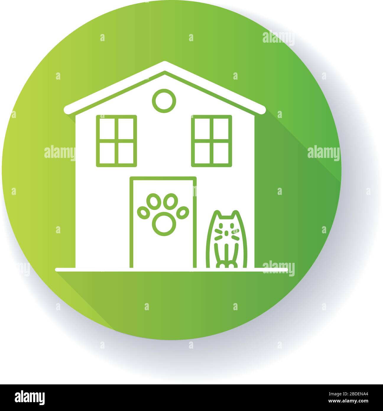 Animal shelter exterior sign green flat design long shadow glyph icon ...