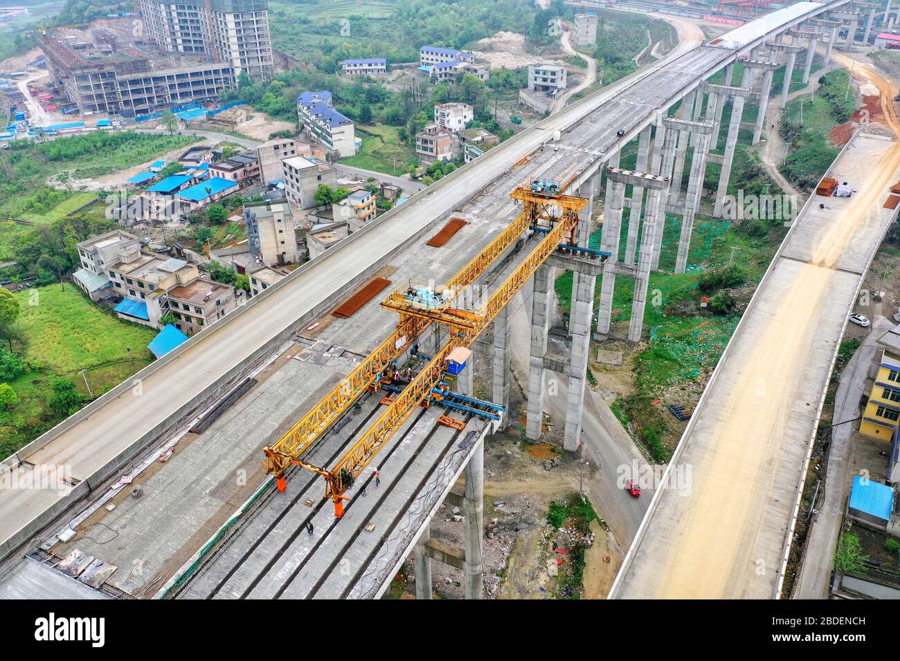 Anshun, China. 8th Apr, 2020. Aerial photo taken on April 8, 2020 shows ...