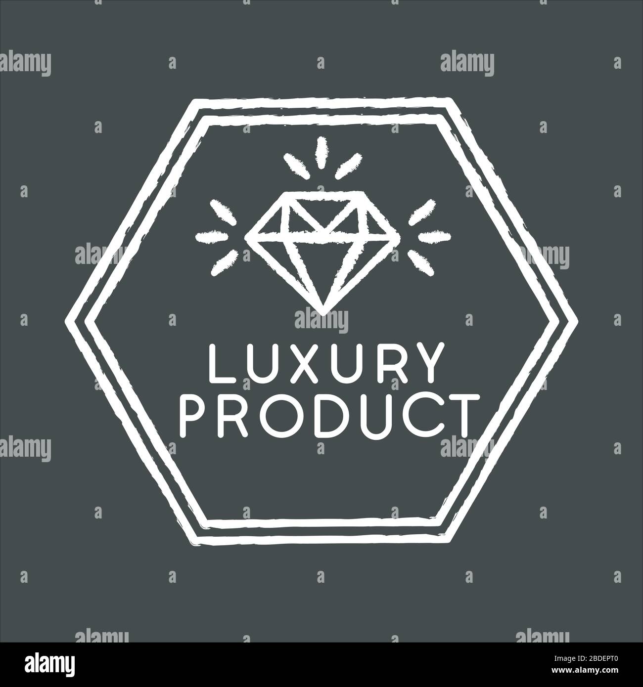 Luxury product chalk white icon on black background. High class ...