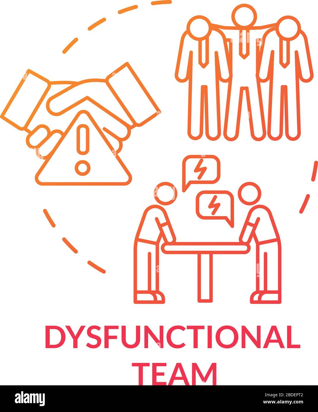 Dysfunctional team red concept icon. Unsatisfied with job. Argument ...